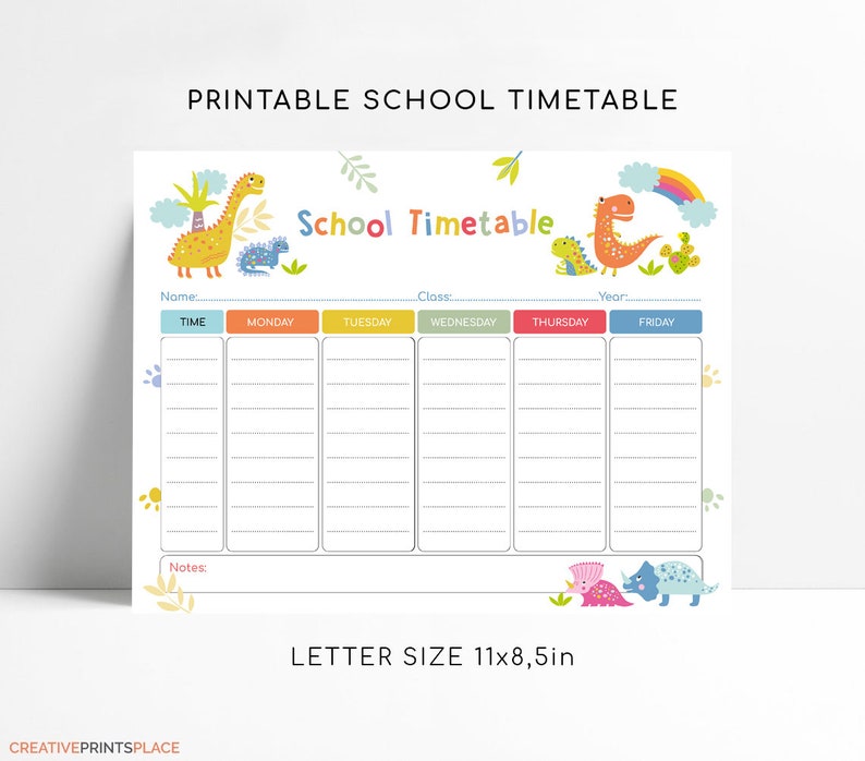 Printable Dinosaur School Timetable, Kids Daily Schedule, Back to ...