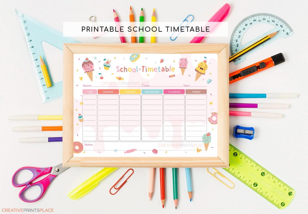 Ice Cream School Timetable: Kids Daily Planner (digital Download) - Etsy