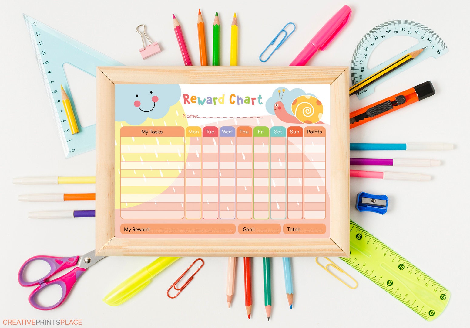 Snail Printable Reward Chart for Kids Chore Chart for Girls - Etsy Canada