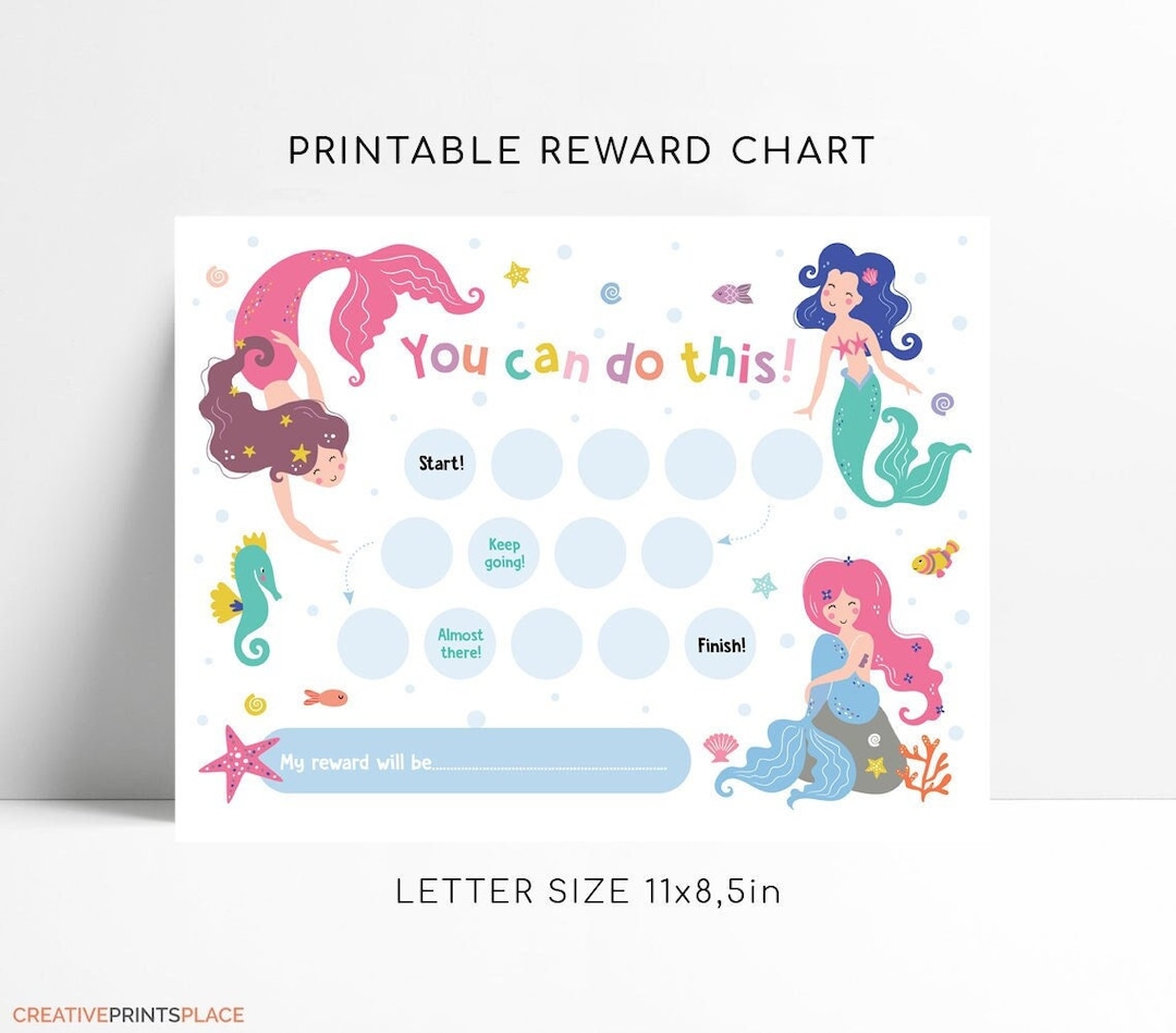 Printable Mermaid Reward Chart, Mermaid Behavior Chart, Girls Reward ...