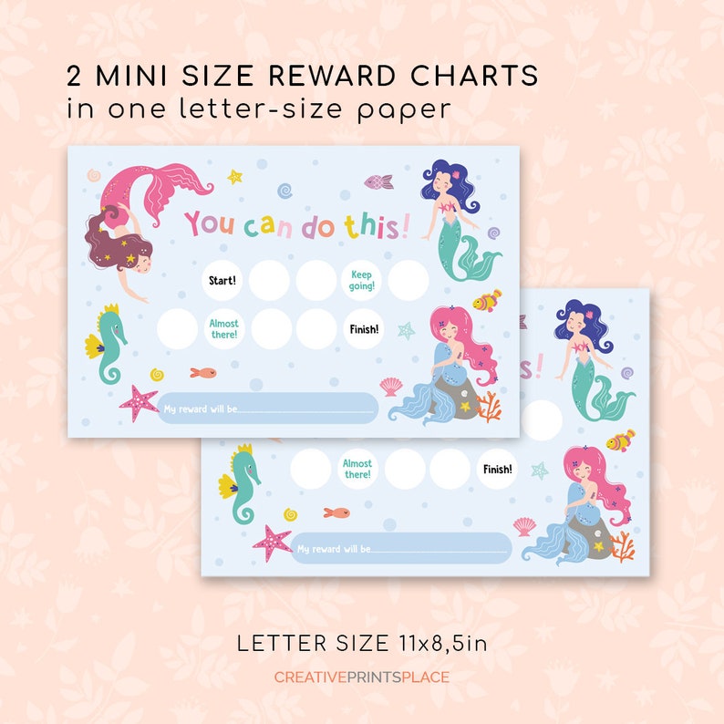 Mini Size Mermaids Reward Chart, Girls Sticker Chart, Small Sticker ...