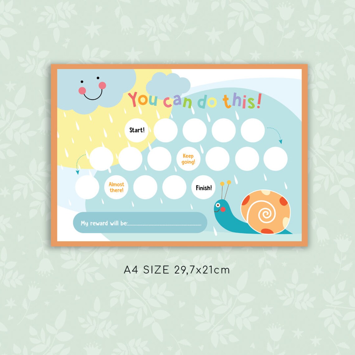 Printable Snail Reward Chart, Boy Sticker Chart, Behaviour Chart ...