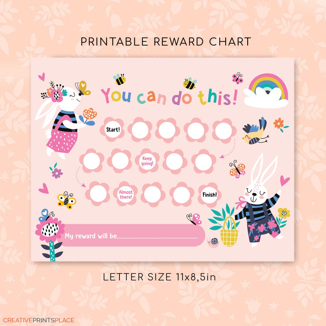 Printable Easter Bunny Reward Chart Bunny Sticker Chart Girl - Etsy