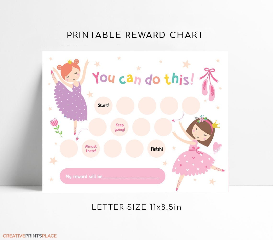 Printable Ballerina Reward Chart Girl's Sticker Chart - Etsy Canada