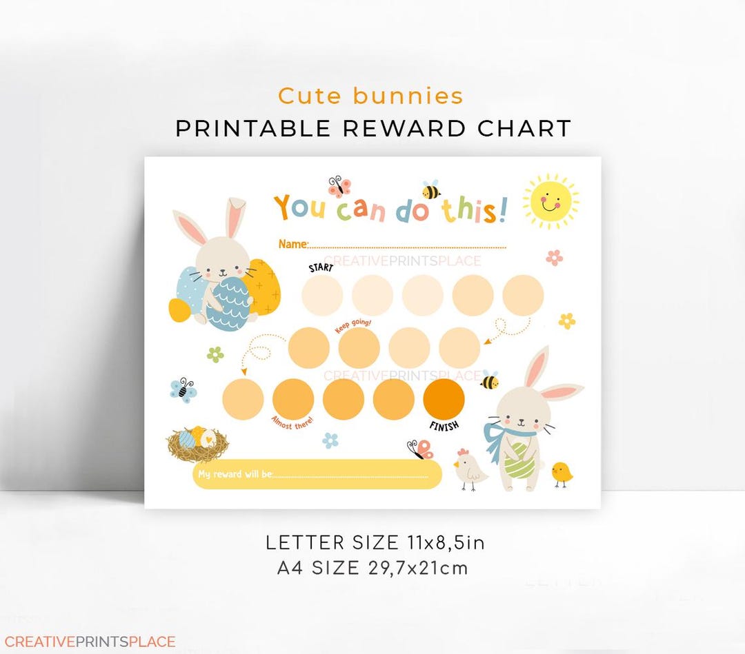 Printable Cute Easter Bunnies Reward Chart, Cute Easter Behavior ...