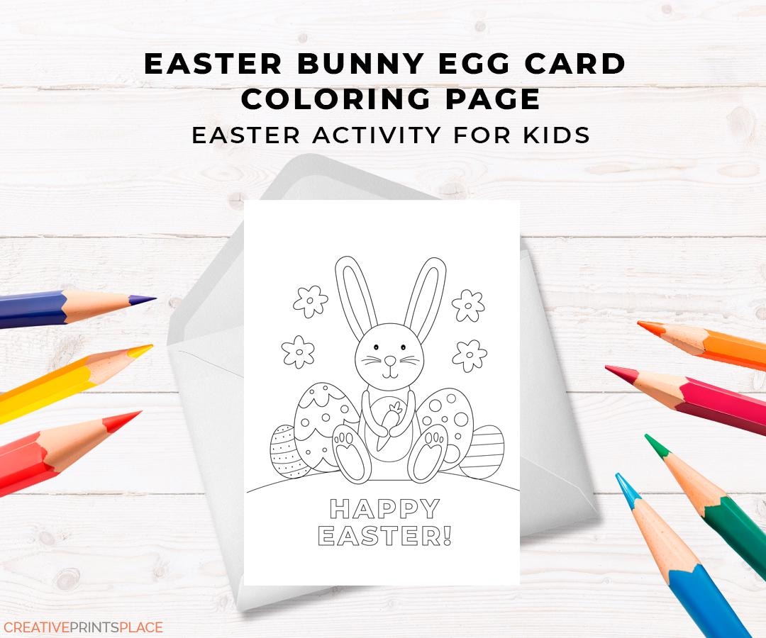 PRINTABLE Happy Easter Coloring Cards, Easter Bunny Cards, Holiday ...