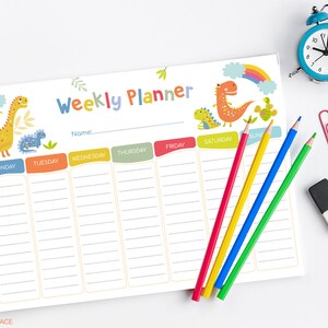 Dinosaur Weekly Planner Printable: Kids School Activities (digital ...