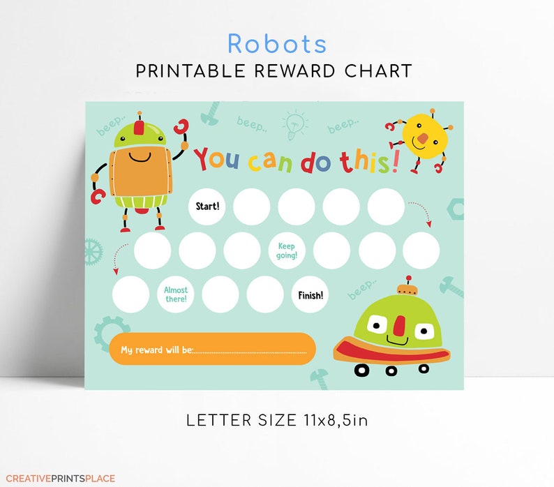 Dinosaur Robot Reward Charts Bundle: Toddler Routine (instant Download ...