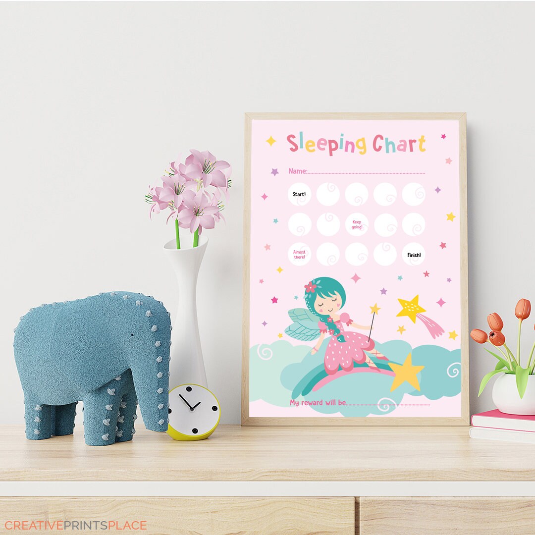 Pink Fairy Printable Sleeping Chart, Girl Behavior Chart, Chore Chart ...