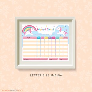 Unicorn Printable Reward Chart, Responsibility Chart for Girls, Girl ...