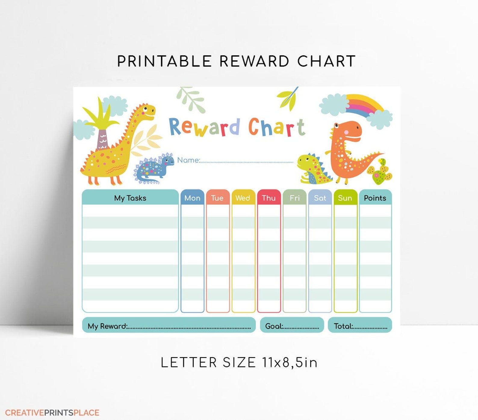 Printable Dinosaur Reward Chart, Dinosaur Task Chart, Responsibility ...
