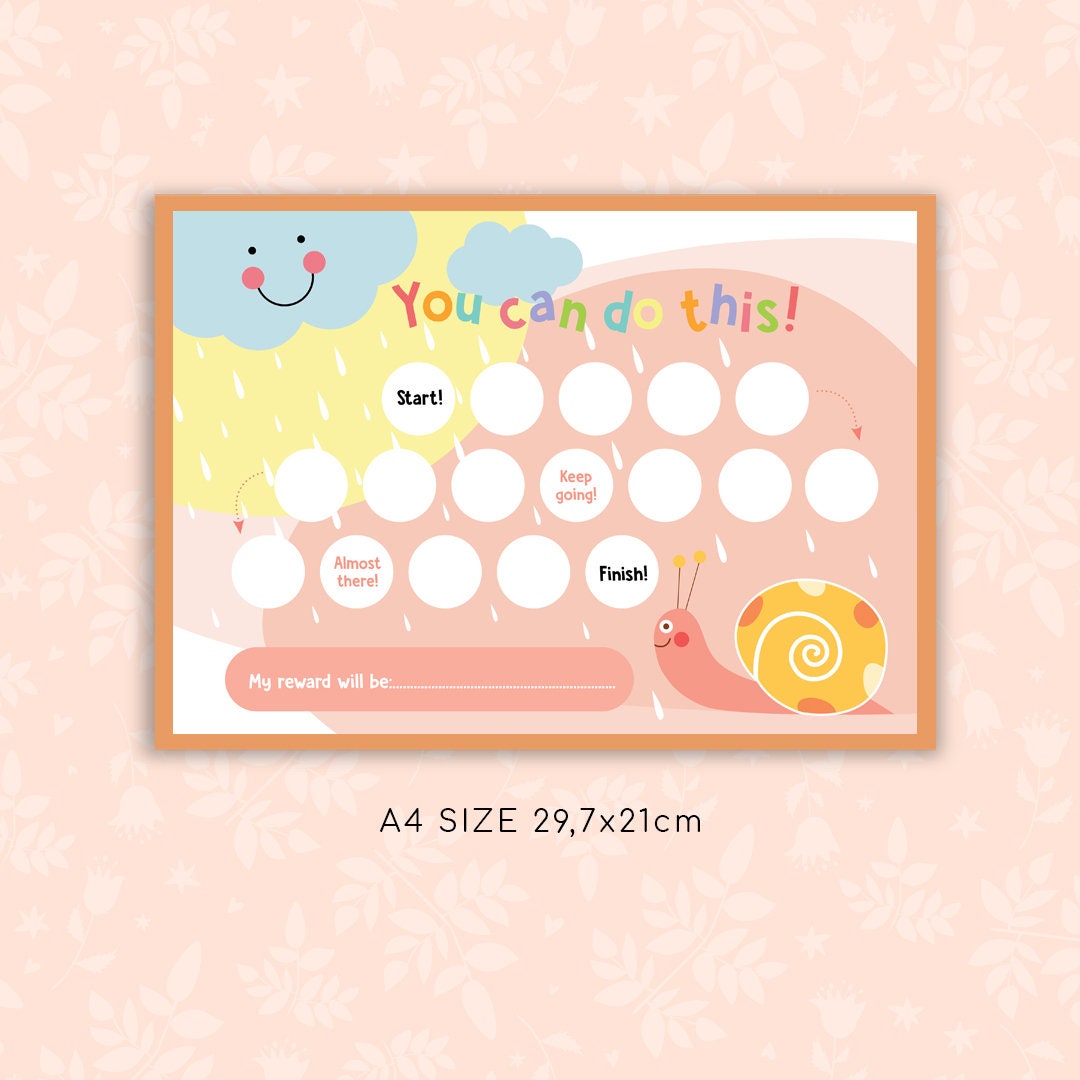 Snail Reward Chart for Girls Printable Girl's Sticker - Etsy
