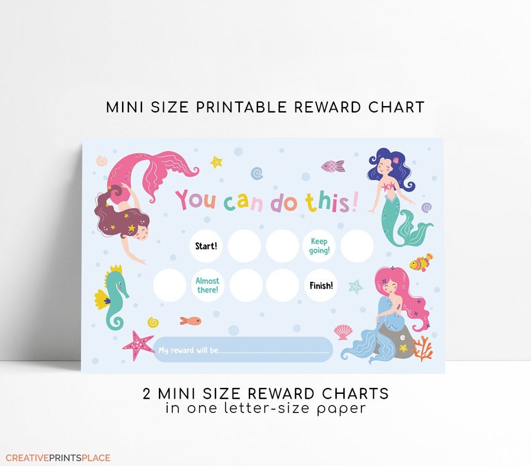 Mini Size Mermaids Reward Chart, Girls Sticker Chart, Small Sticker ...