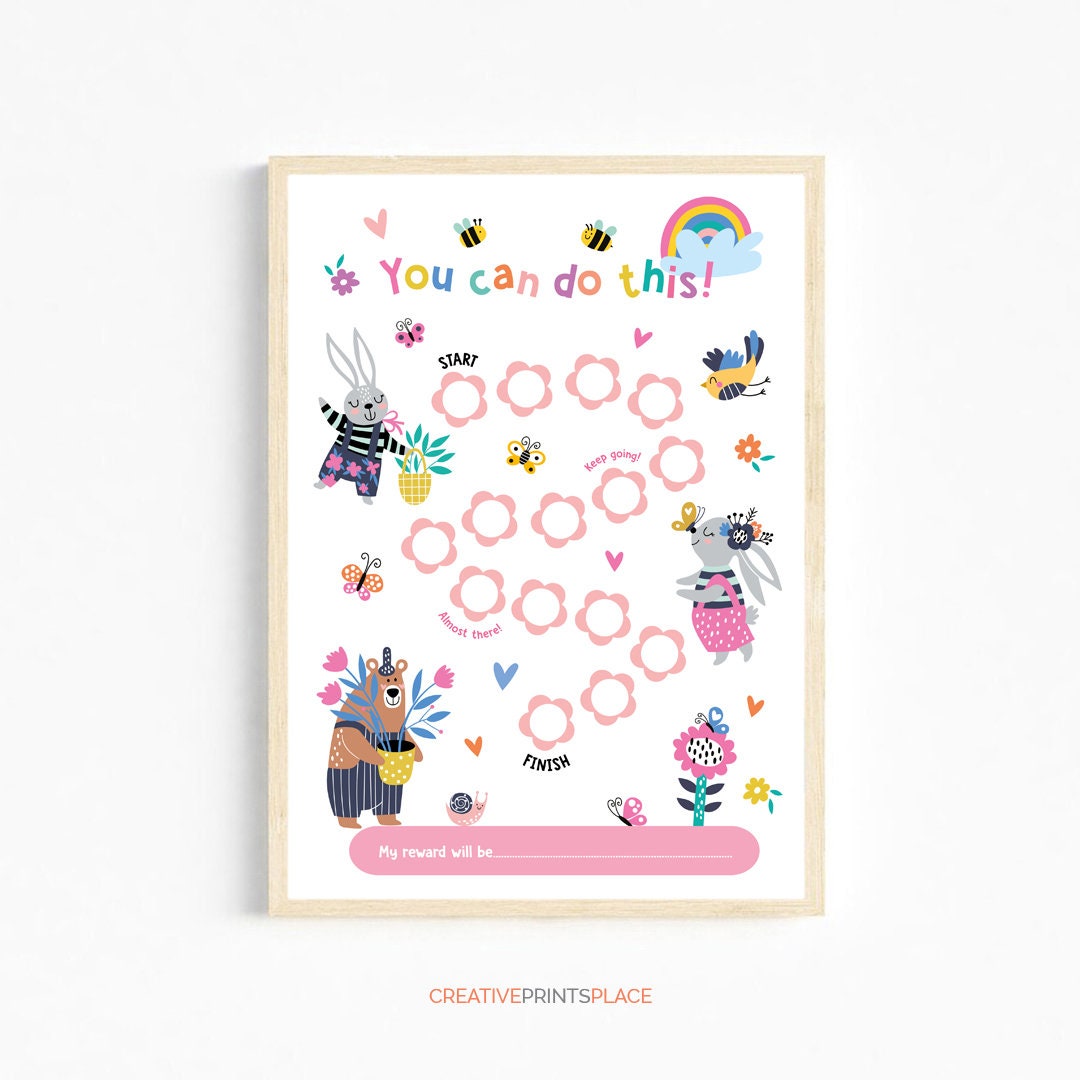 Printable Easter Bunny Reward Chart: Spring Animals, Coloring Page ...
