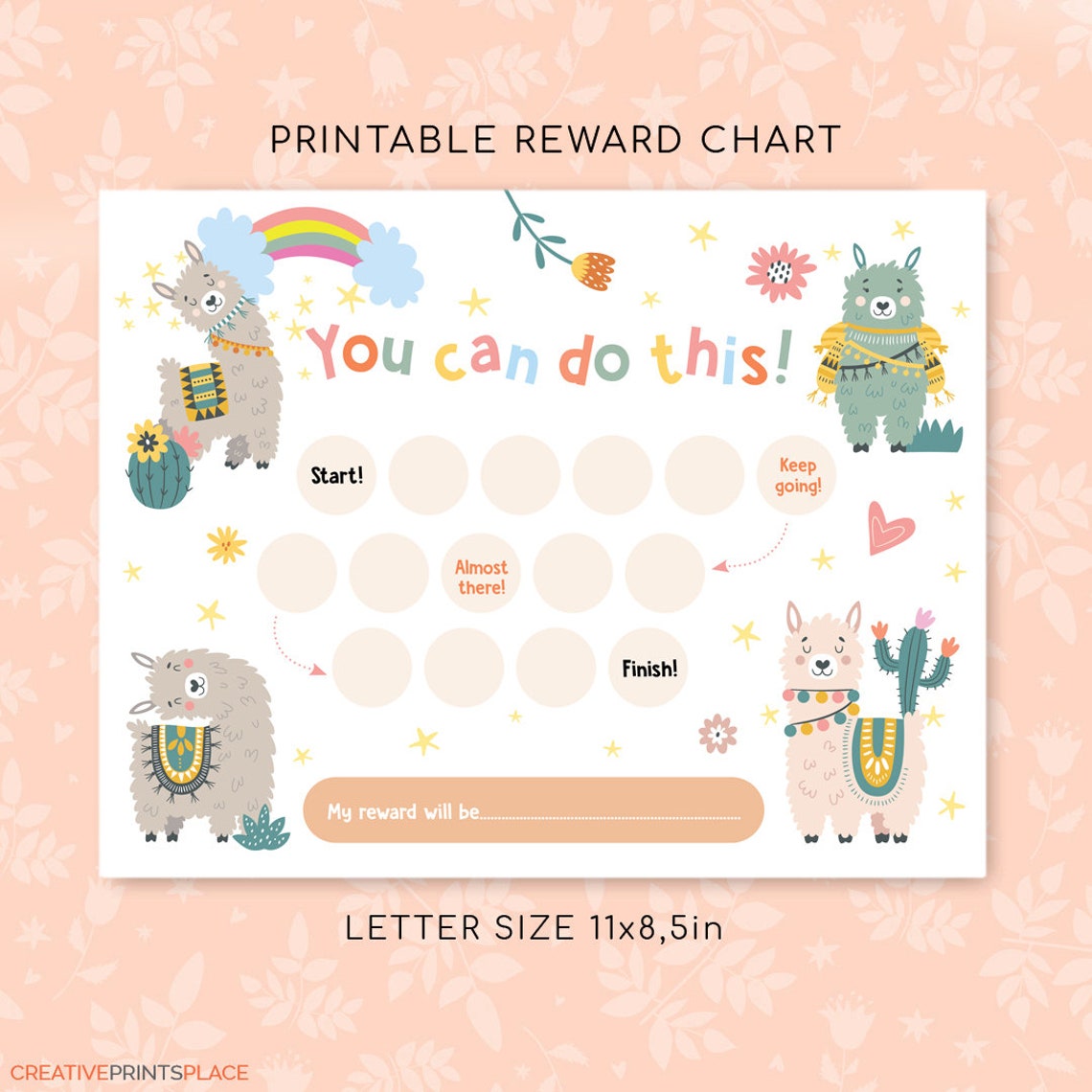 Printable Rainbow Lamas for Girls and Boys, Llama Sticker Chart ...