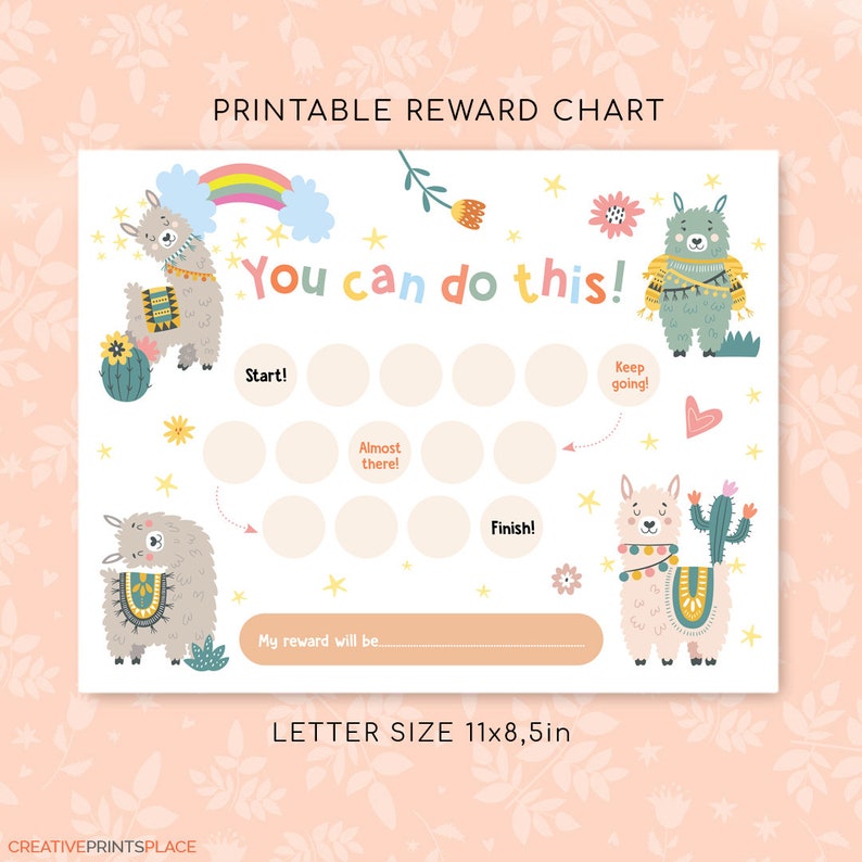 Printable Rainbow Lamas for Girls and Boys, Llama Sticker Chart, Instant Download Reward Chart ...