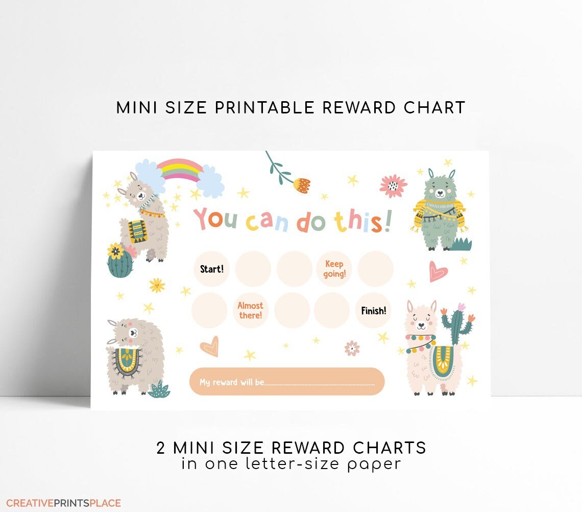 Mini Size Printable Llama Reward Chart Girl Mini Sticker - Etsy