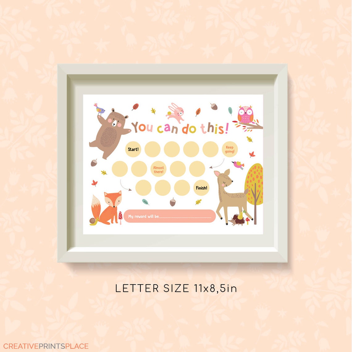 Printable Woodland Animals Reward Chart, Forest Animals Girl's Sticker ...