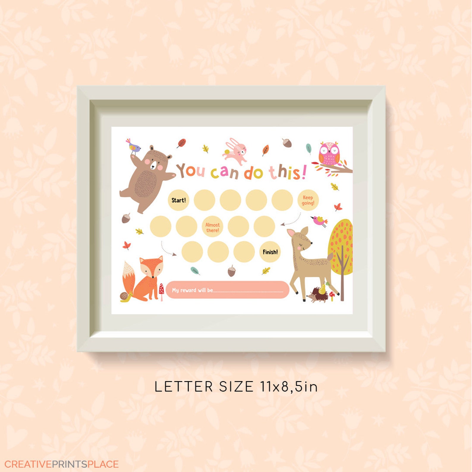 Printable Woodland Animals Reward Chart, Forest Animals Girl's Sticker ...