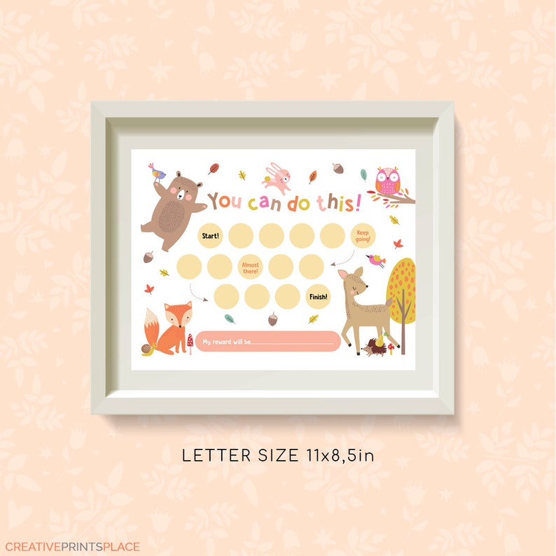 Printable Woodland Animals Reward Chart, Forest Animals Girl's Sticker ...
