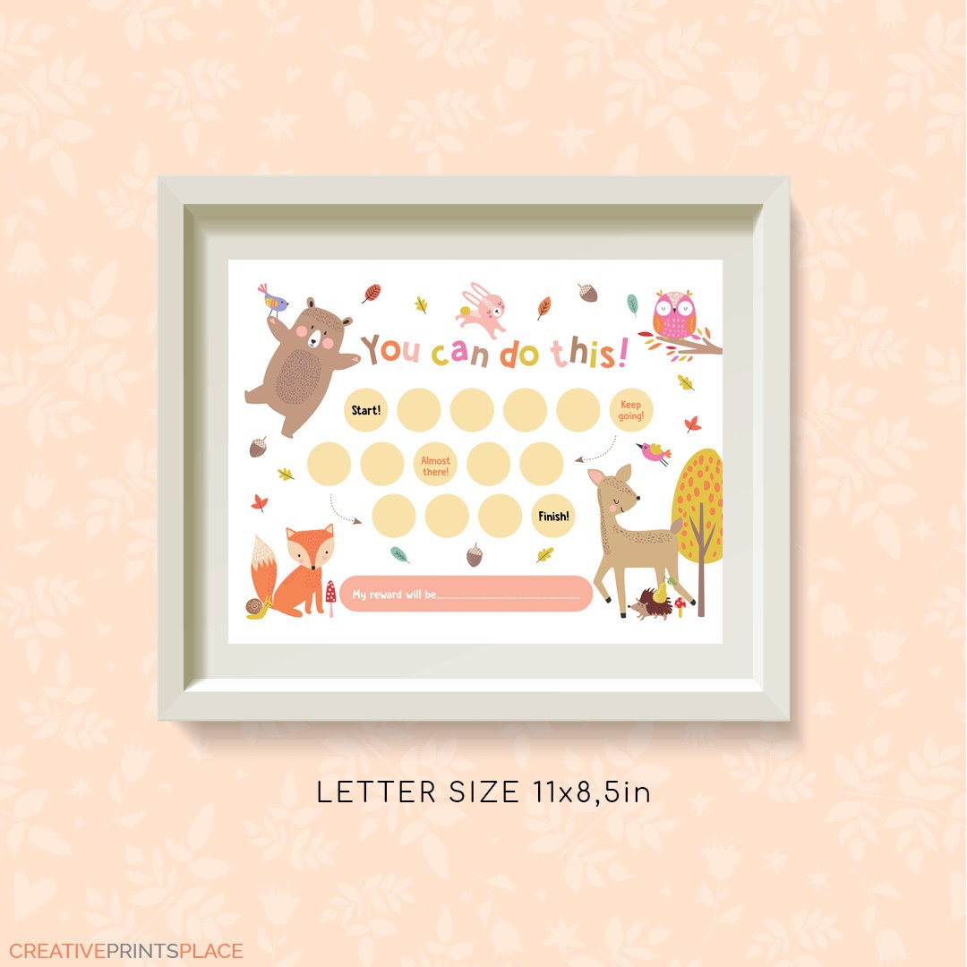 Printable Woodland Animals Reward Chart, Forest Animals Girl's Sticker ...