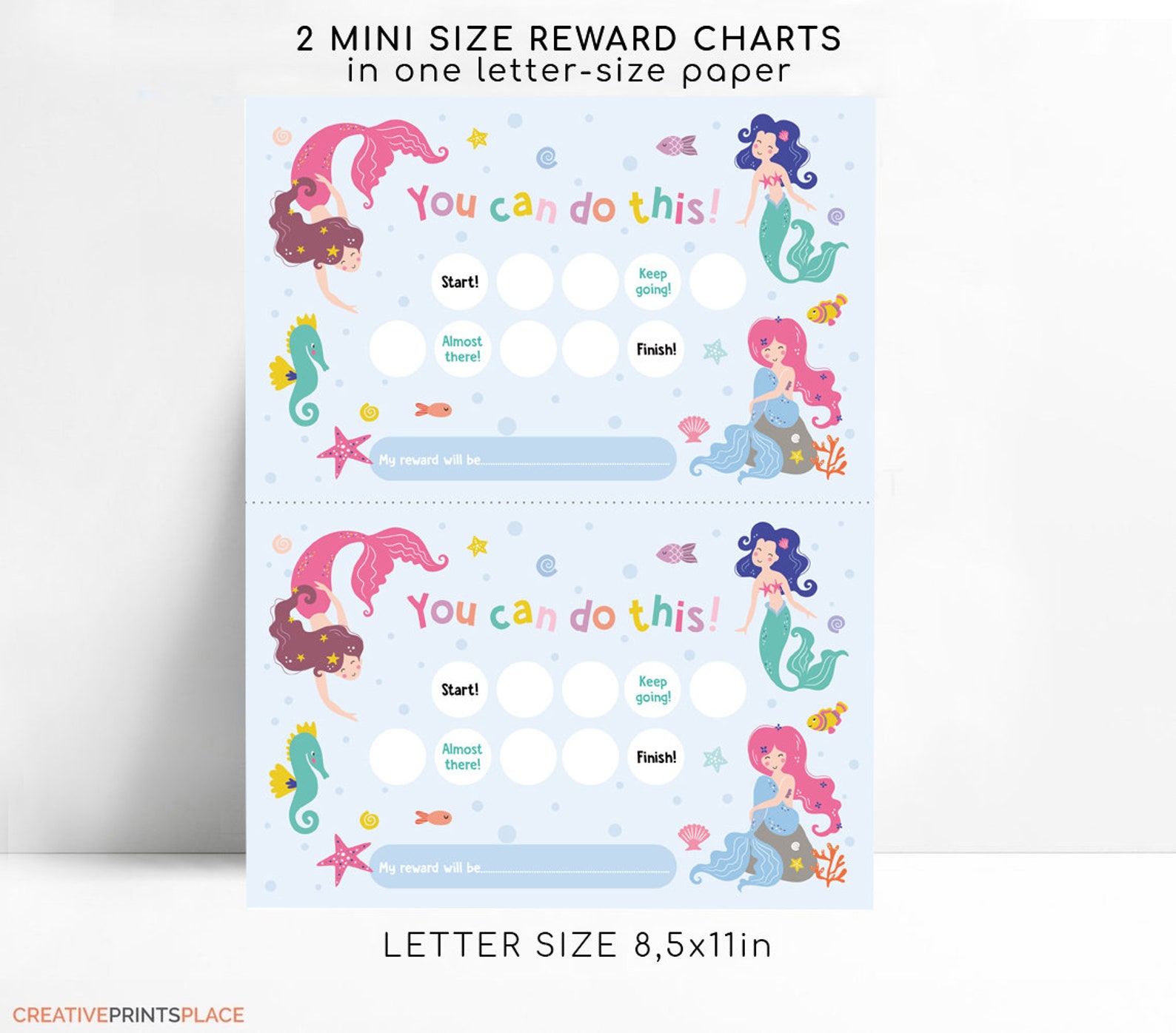 Mini Size Mermaids Reward Chart, Girls Sticker Chart, Small Sticker ...