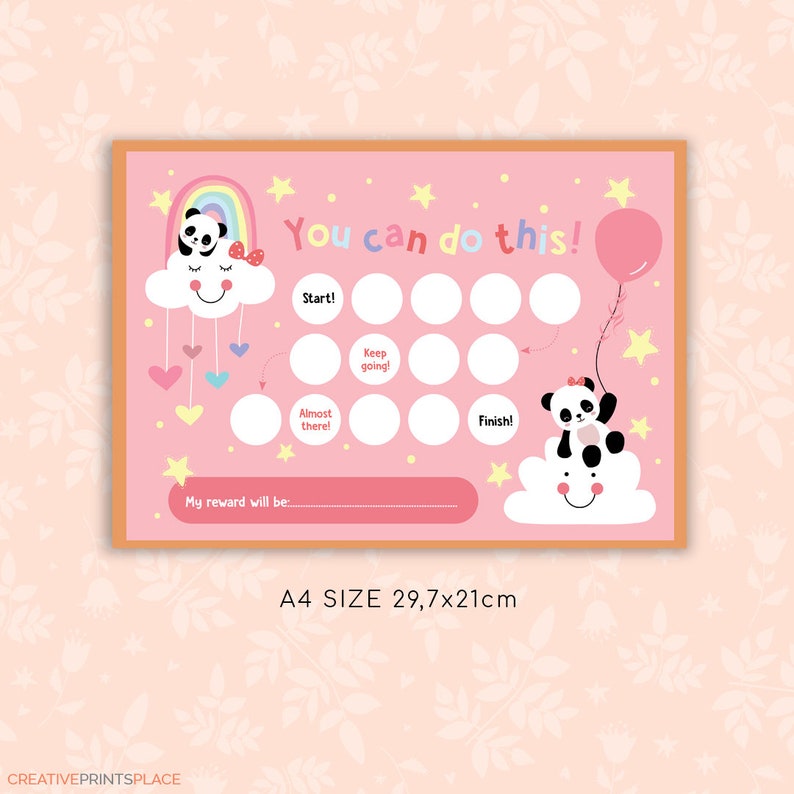 Printable Panda Reward Chart for Girls Girl's Sticker - Etsy