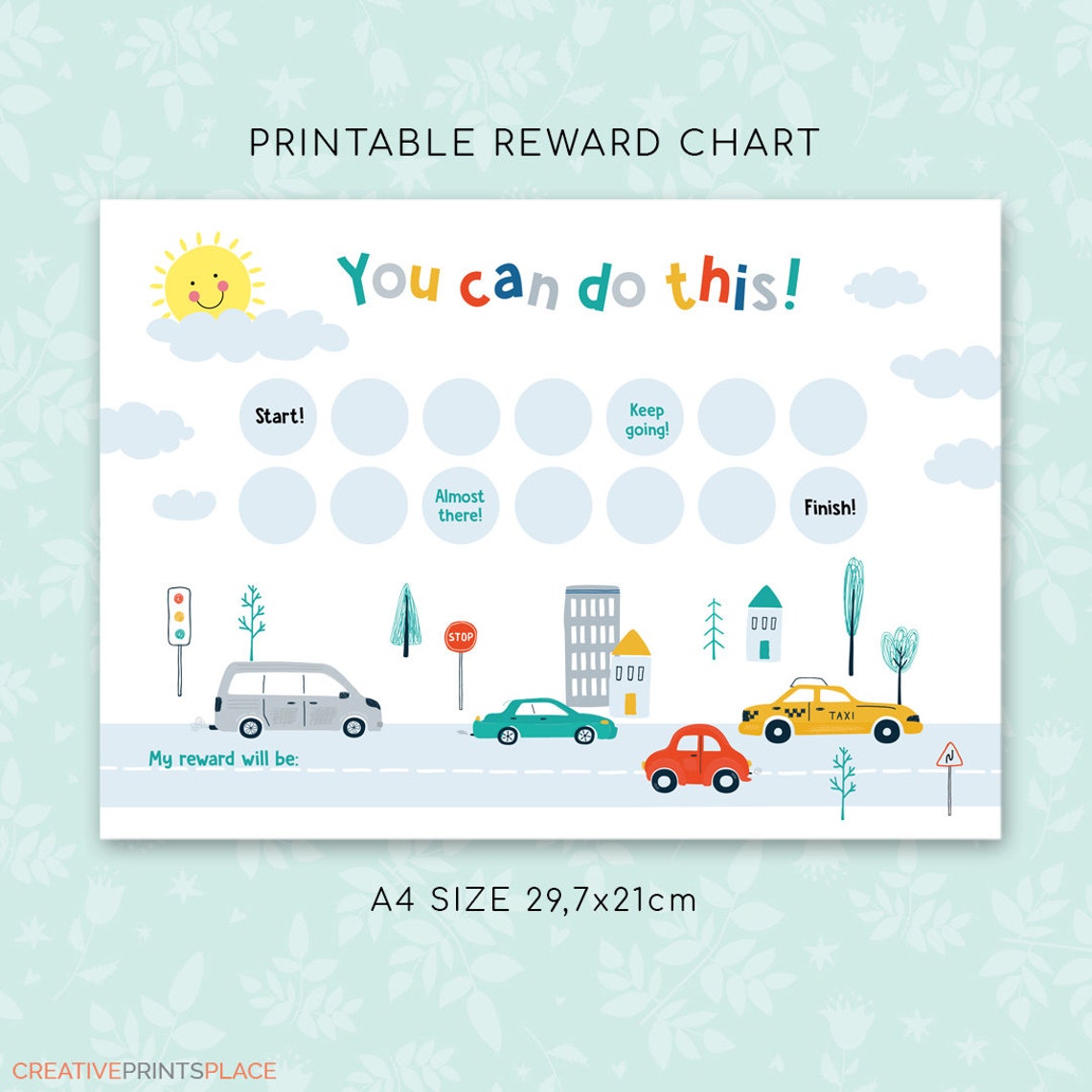 City Cars and Road Printable Sticker Reward Chart, Cars Reward Chart ...