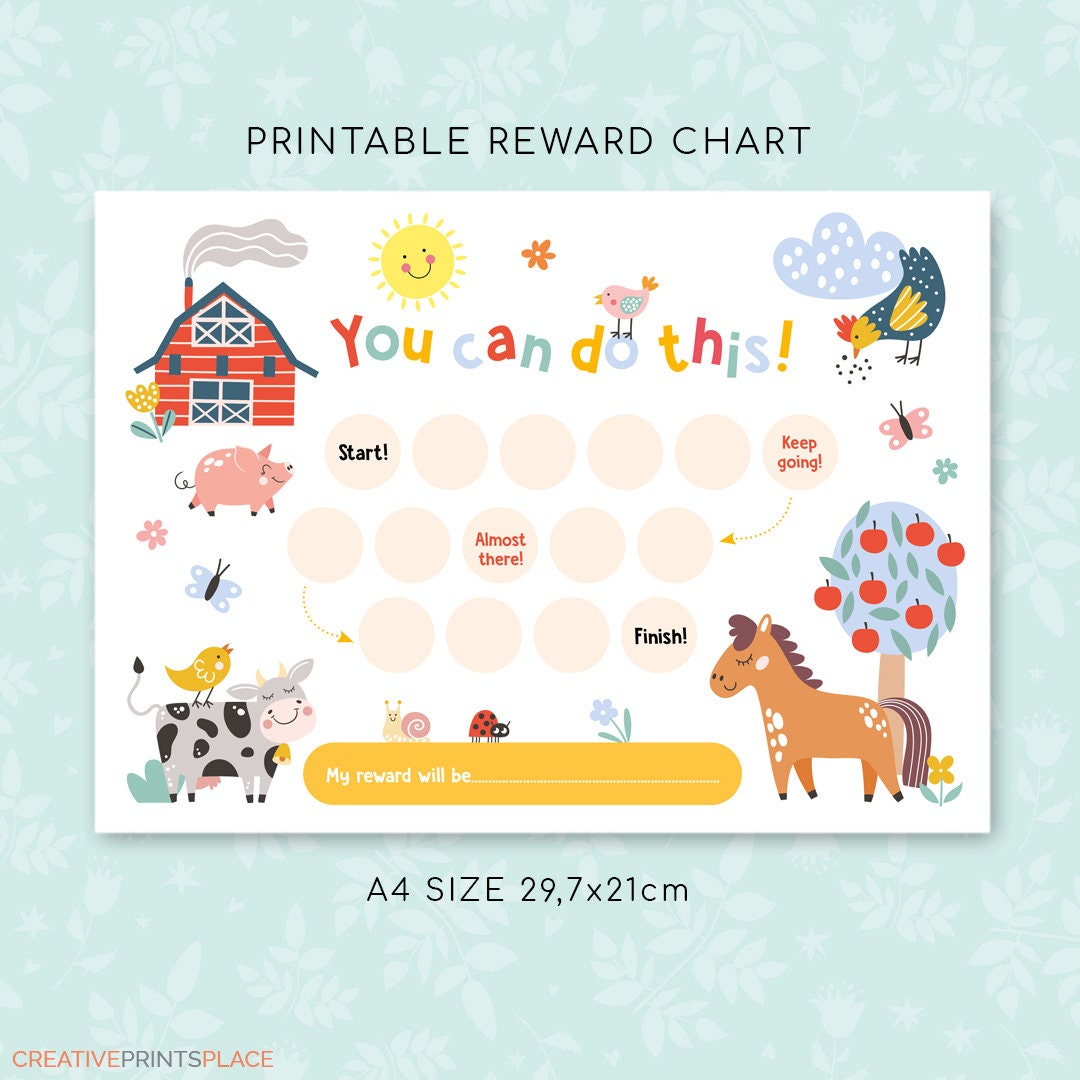 Printable Farm Animals Reward Chart: Toddler Behavior Tracker (instant ...