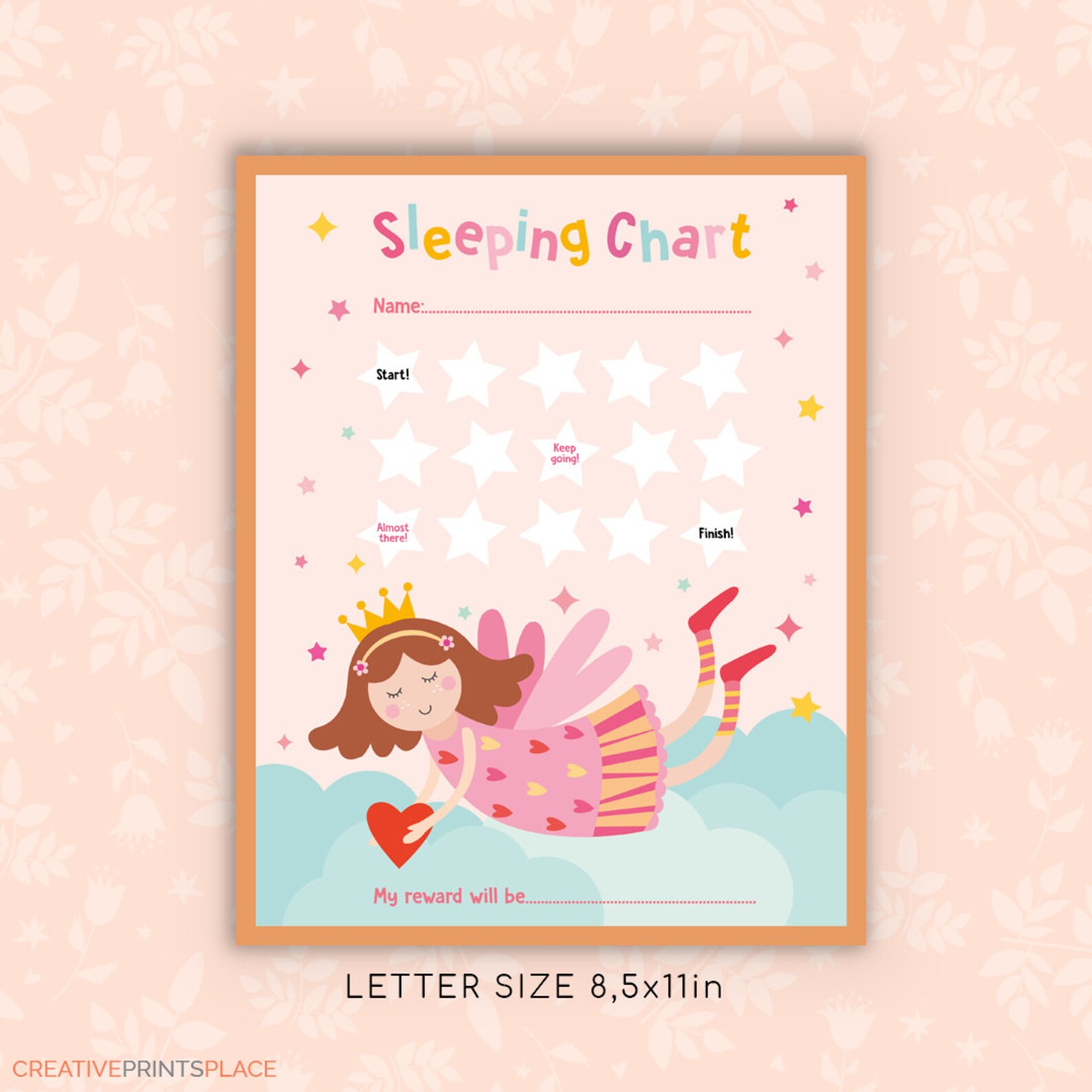 Printable Fairy Sleeping Chart, Girls Sleep Tracker Reward Chart ...