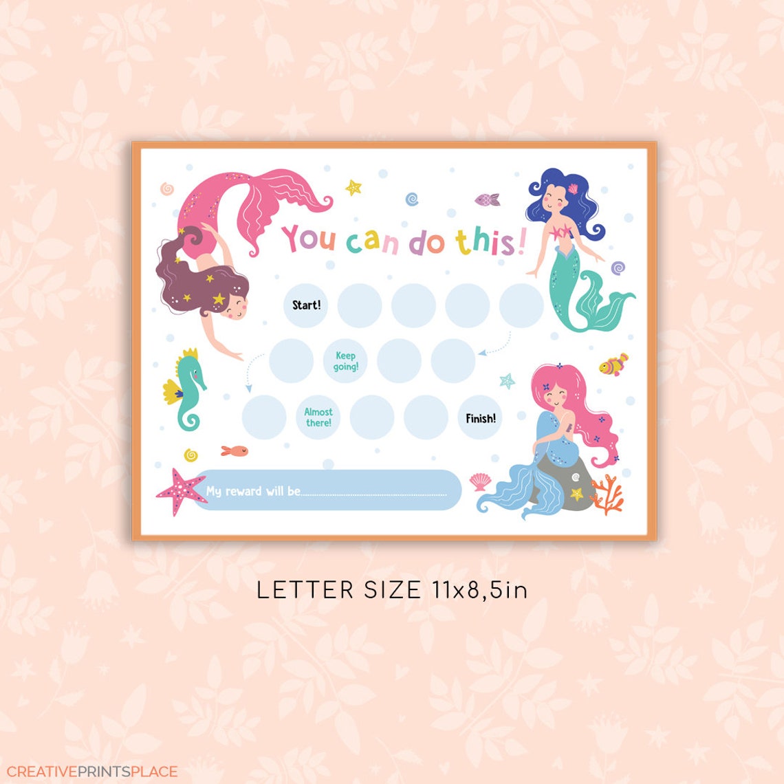 Printable Mermaid Reward Chart Mermaid Behavior Chart Girls - Etsy