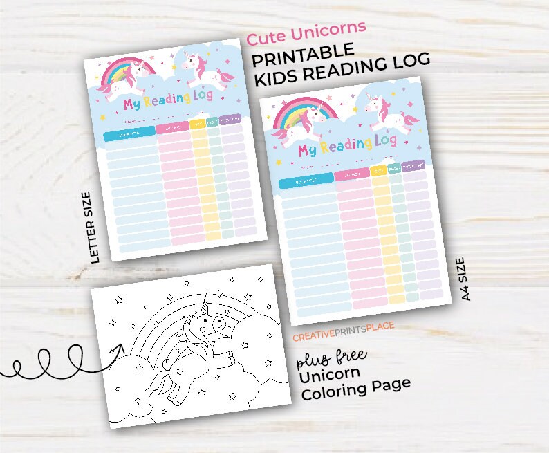 Printable Unicorn Reading Log, Summer Reading Tracker, Reading Log for ...