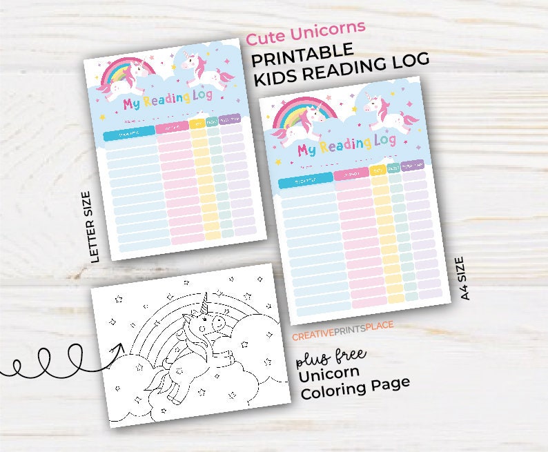 Printable Unicorn Reading Log, Summer Reading Tracker, Reading Log for ...