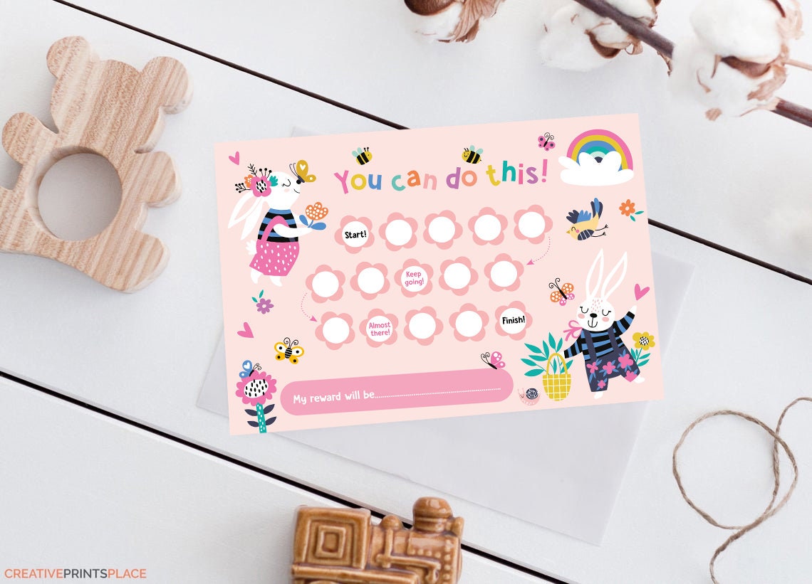 Printable Easter Bunny Reward Chart Bunny Sticker Chart Girl - Etsy