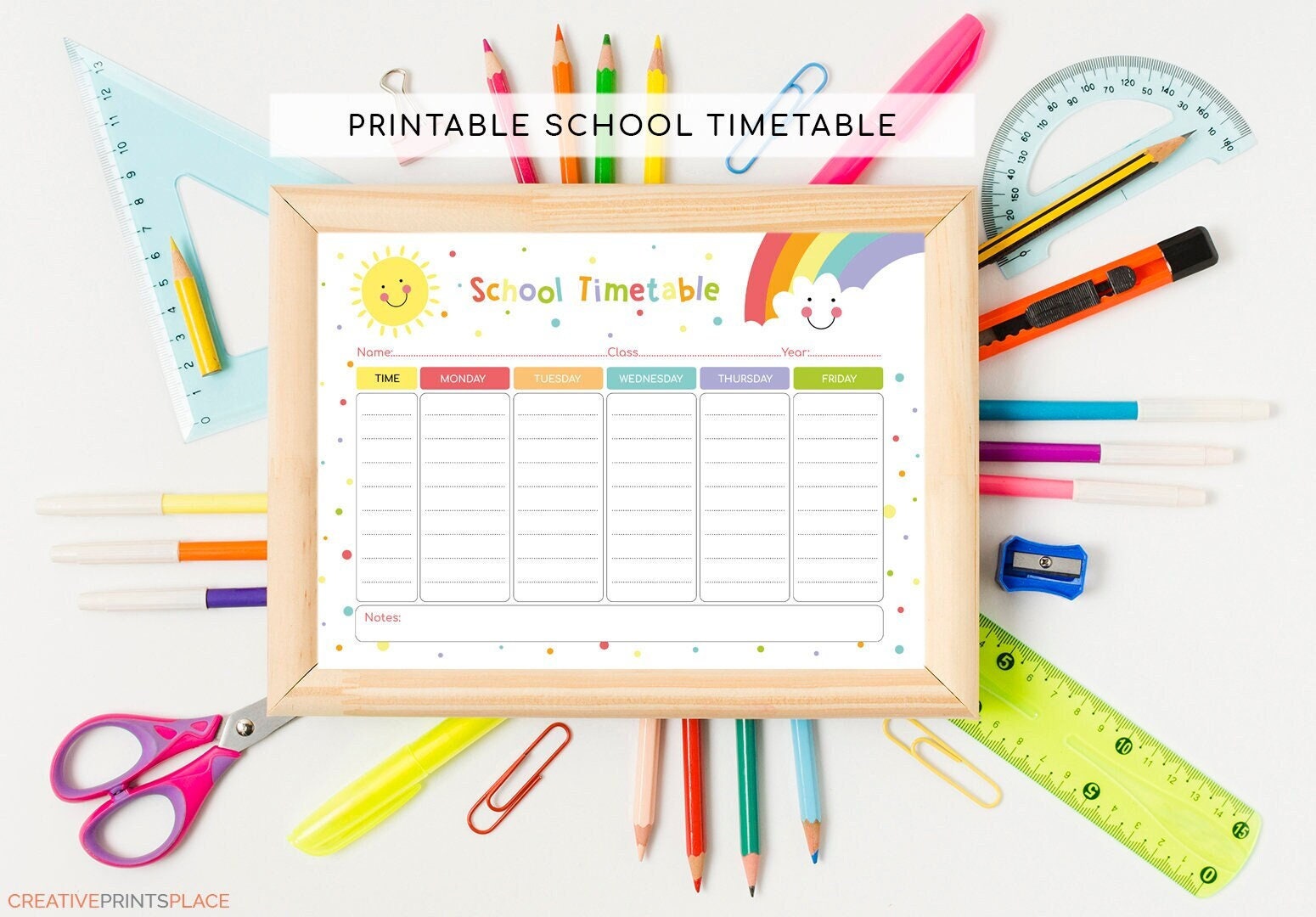 Printable Sun Rainbow School Timetable, Kids Daily Schedule, Back to ...