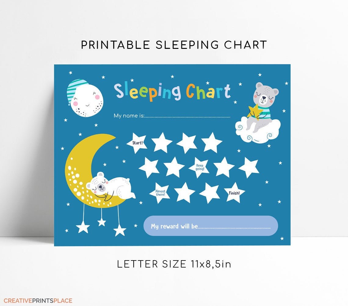 Printable Bear Sleeping Chart for Boys, Sleep Reward Chart, Toddler ...