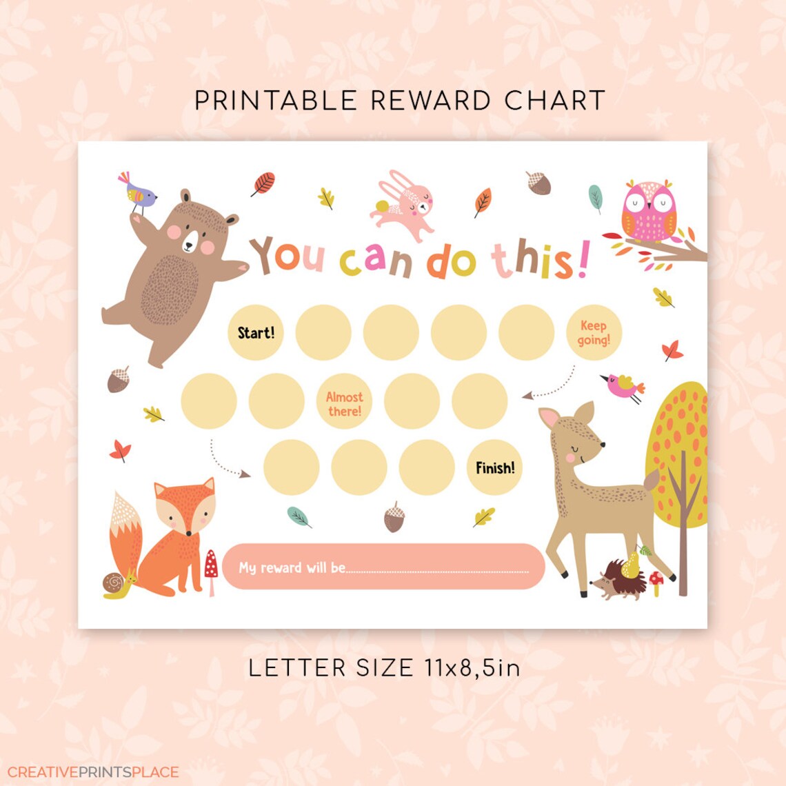 Printable Woodland Animals Reward Chart, Forest Animals Girl's Sticker ...