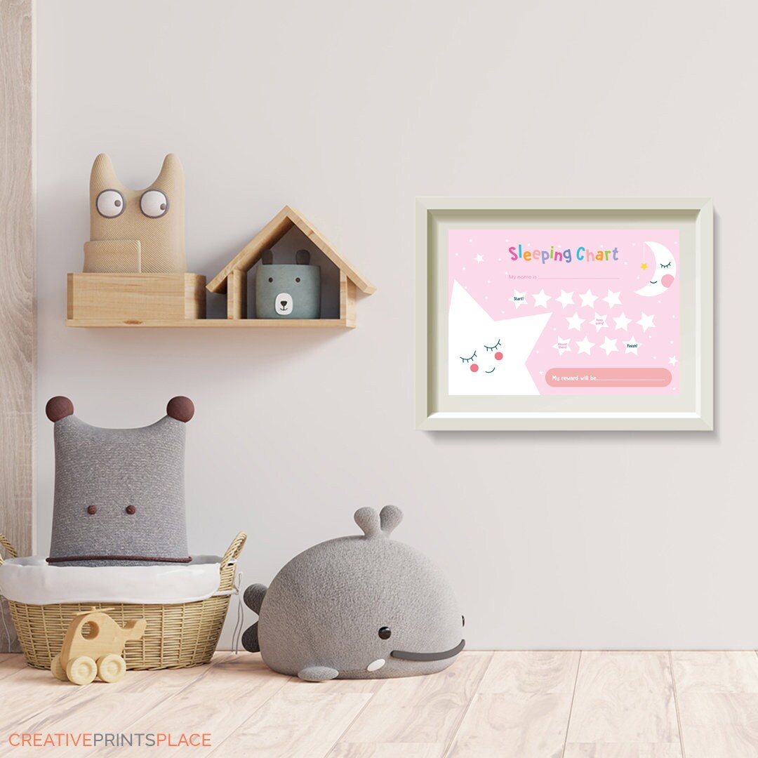 Star Moon Sleeping Chart for Girls, Sleep Log, Printable Sleep Tracker ...