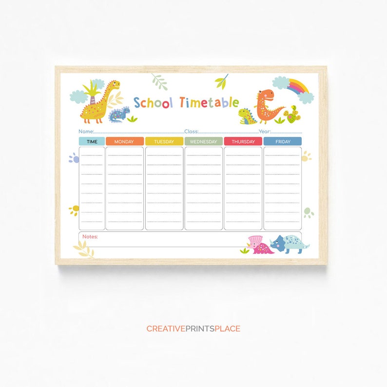 Printable Dinosaur School Timetable, Kids Daily Schedule, Back to ...