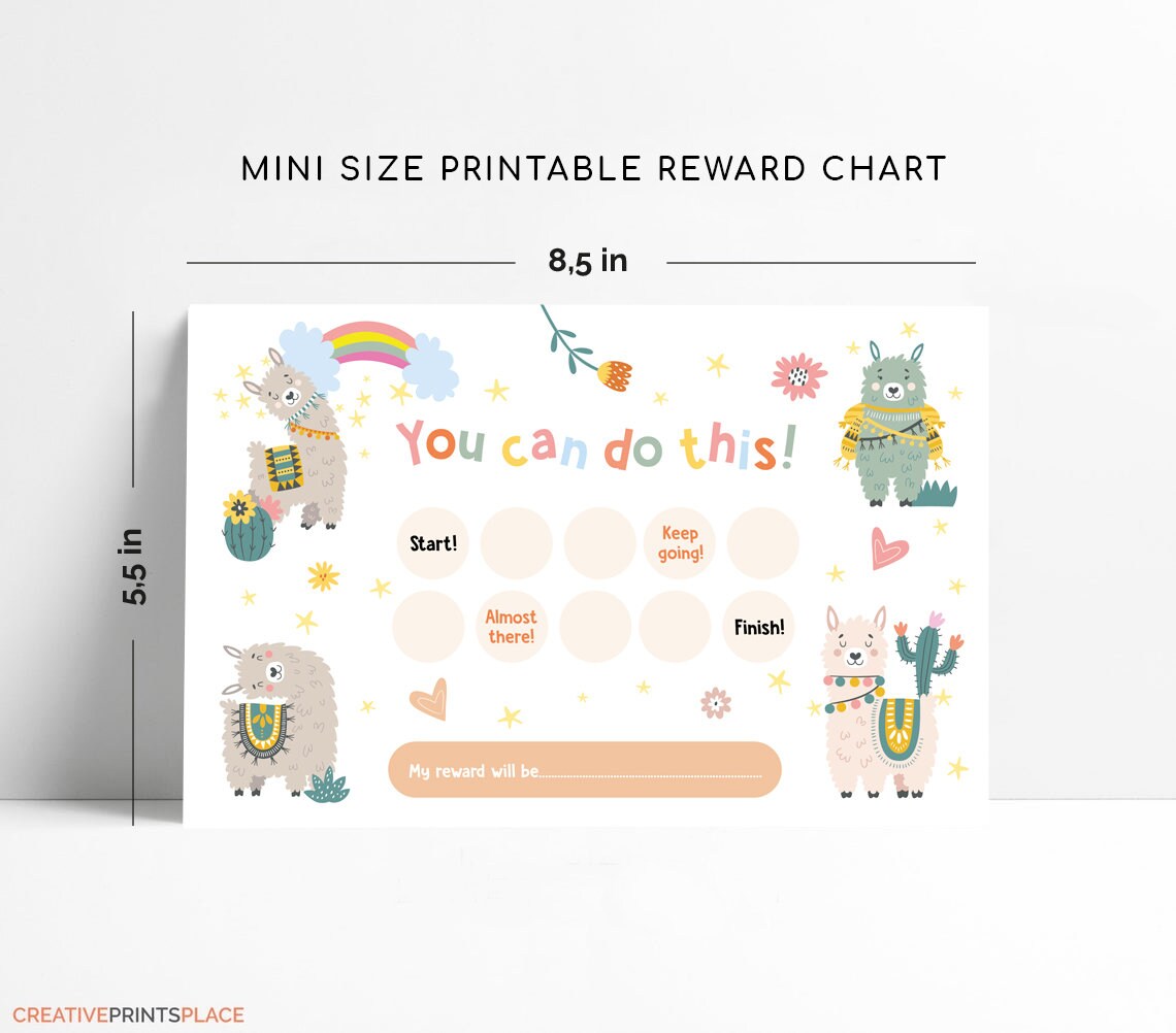 Mini Size Printable Llama Reward Chart, Girl Mini Sticker Chart, Boy ...