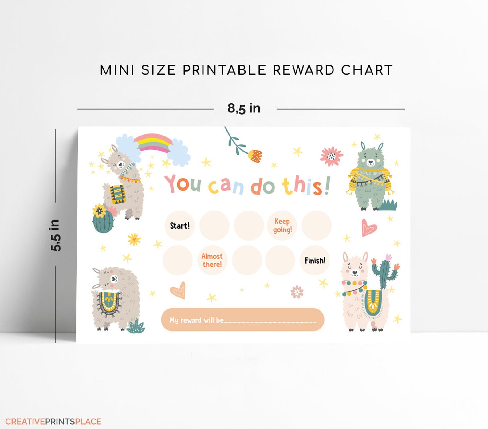 Mini Size Printable Llama Reward Chart, Girl Mini Sticker Chart, Boy ...