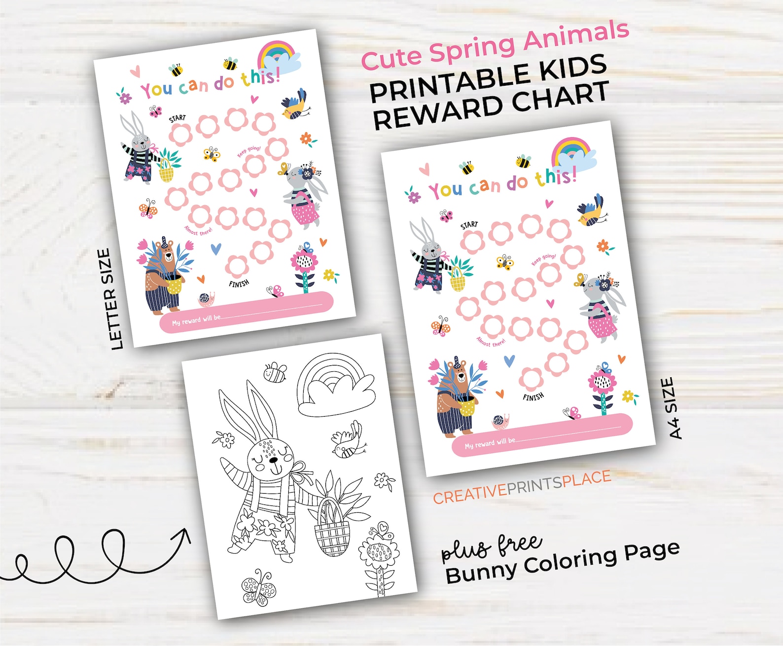 Printable Easter Bunny Reward Chart, Bunny Sticker Chart, Girl Sticker ...
