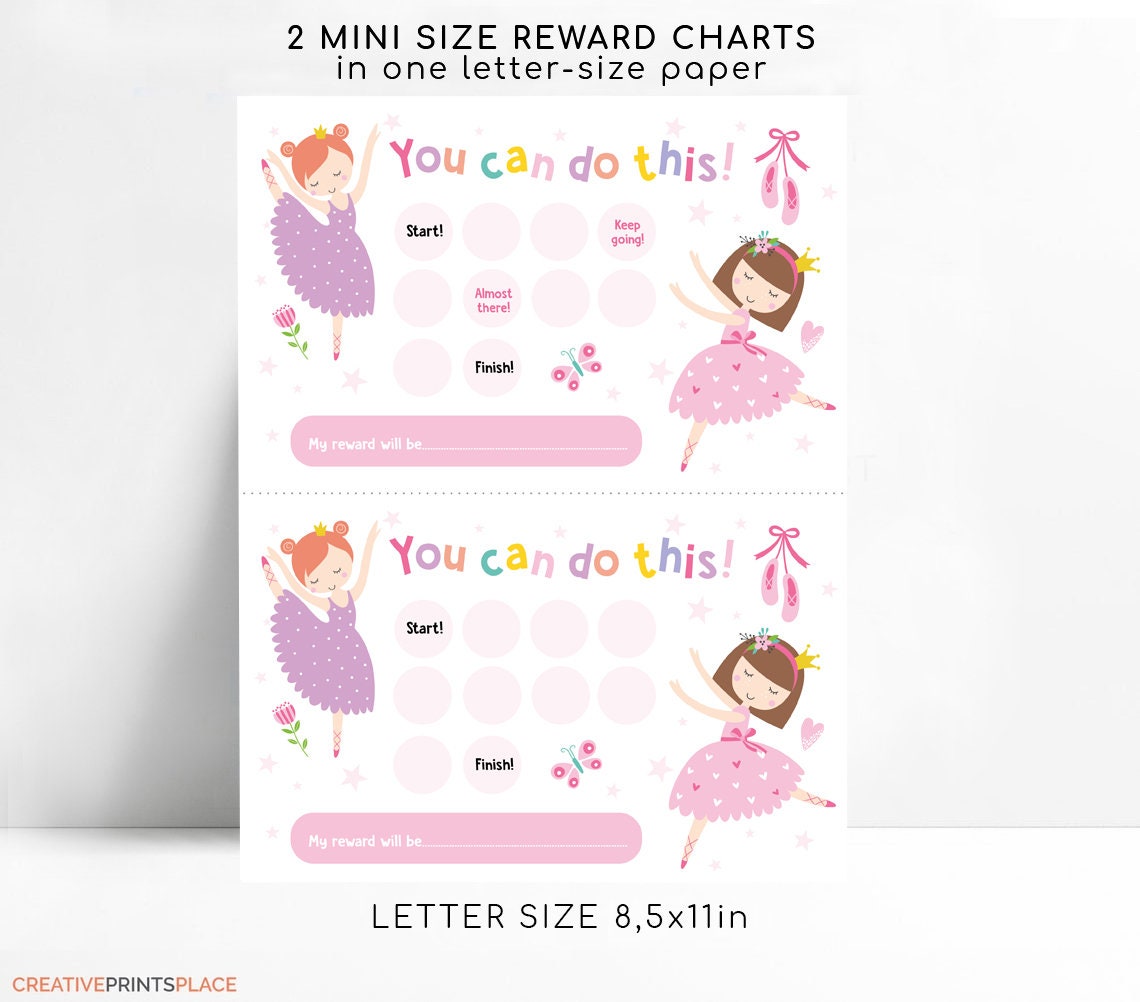 Ballerina Reward Chart Printable: Mini Size Sticker Chart (digital ...