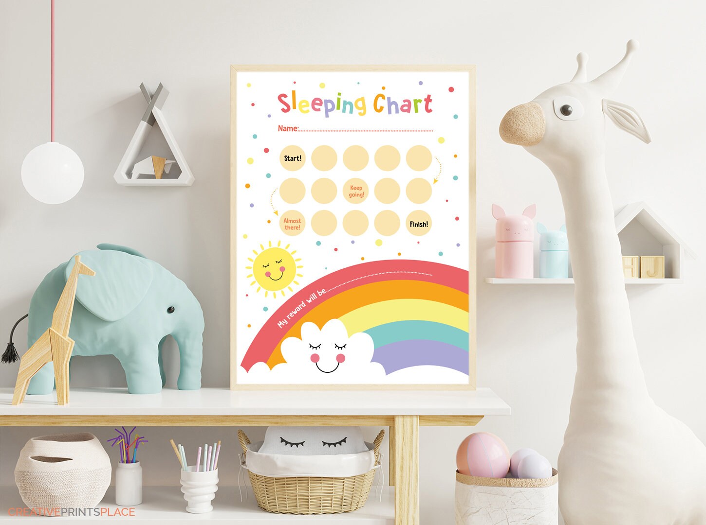 Rainbow Sun Printable Sleeping Chart, Kids Sticker Chart for Sleep ...