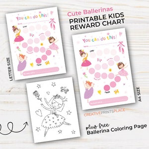 Printable Ballerinas Theme Reward Chart, Girl's Sticker Chart, Instant ...