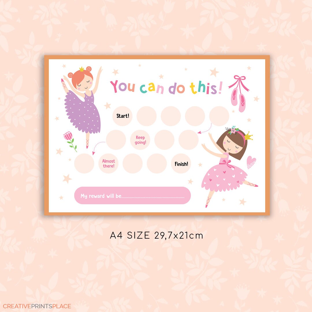 Printable Ballerina Reward Chart: Girl's Chore Chart (digital Download ...