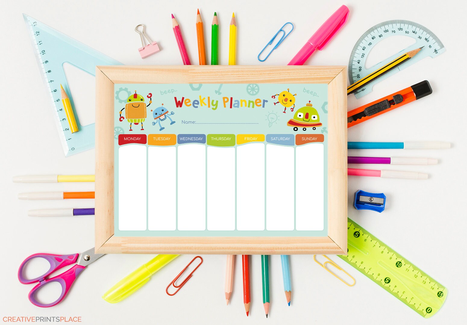 Printable Robots Weekly Planner, Robots Daily Planner, Printable Daily ...