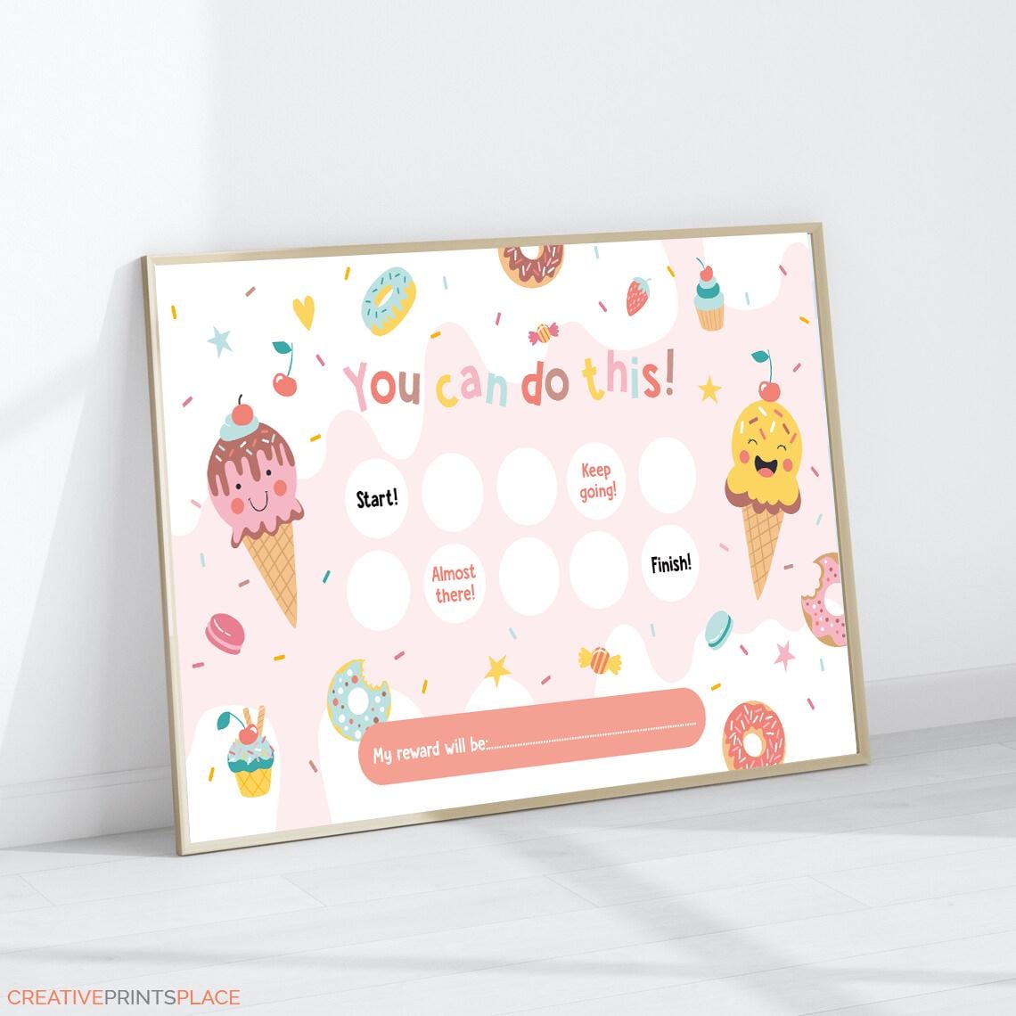 Ice Cream Reward Chart: Mini Size, Girls Potty Training (printable) - Etsy