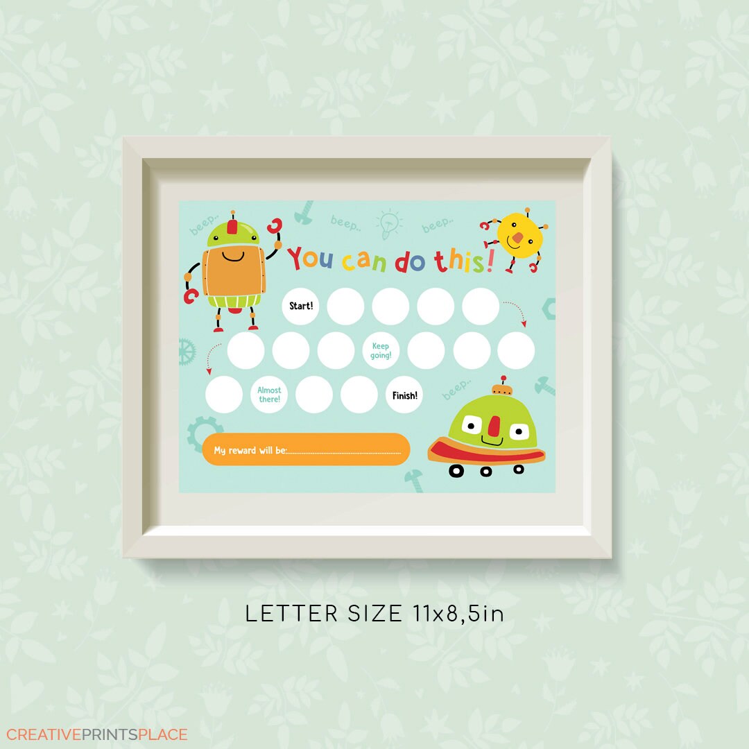 Kids Robots Reward Chart, Printable Robot Chore Chart, Kid's Sticker ...