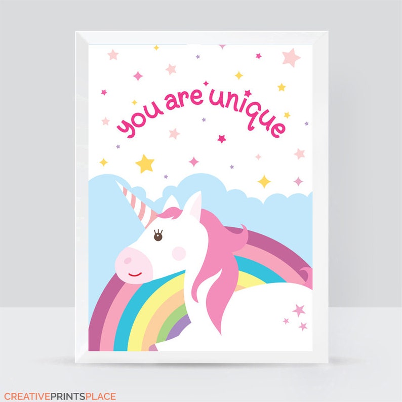 You Are Unique Nursery Printable Typography Unicorn Unicorn - Etsy